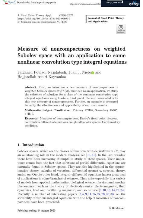 Pdf Measure Of Noncompactness On Weighted Sobolev Space With An
