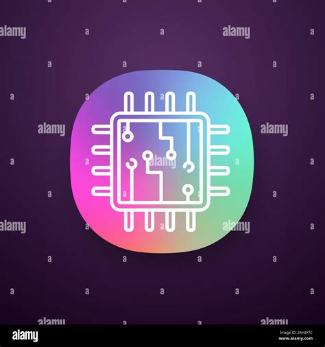 Processor With Electronic Circuits App Icon Ui Ux Interface Microprocessor With Microcircuits