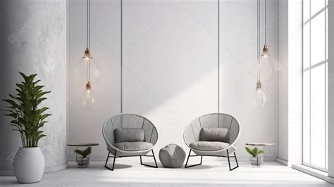 무료 흰색 벽면 안락 의자와 현대적인 디자인 영감을 위한 모형을 갖춘 세련된 실내 공간의 3d 시각화 Ppt 배경