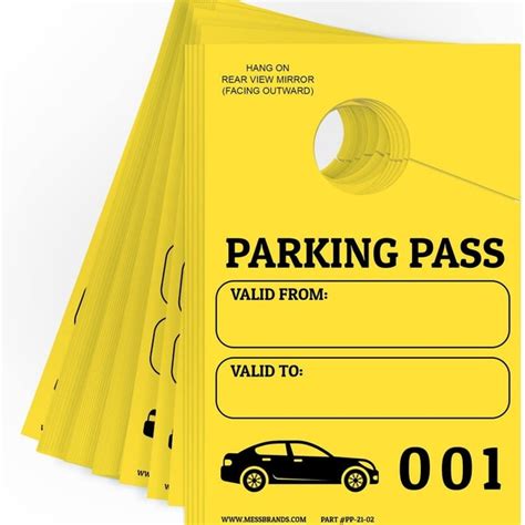 Parking Pass Template Etsy