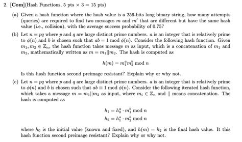 [ com ] hash functions 5pts×3 15pts a given a