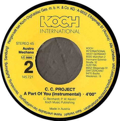 7″ Single Cc Project A Part Of You Secondmusic