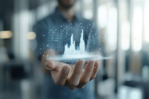 A Person Holding A Holographic Data Visualization In Their Hand Symbolizing Technology And