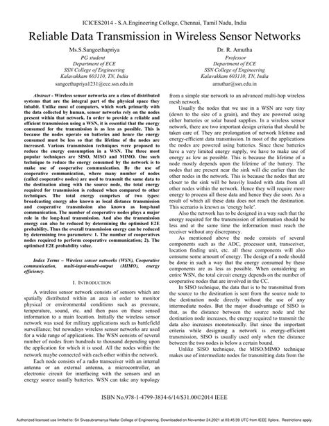 pdf reliable data transmission in wireless sensor networks