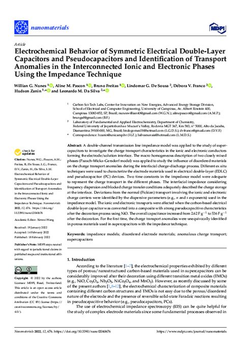 Pdf Electrochemical Behavior Of Symmetric Electrical Double Layer