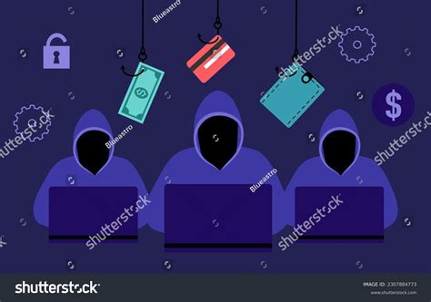 Internet Phishing Hacker Stealing Money Cybercrime Stock Vector