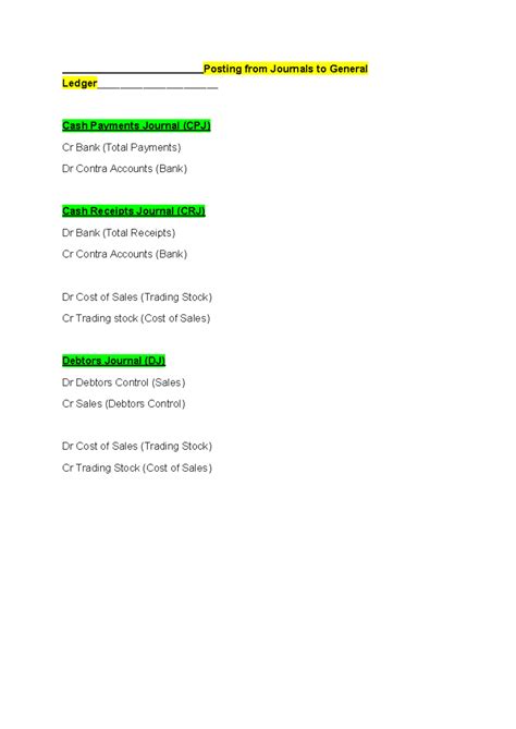 Posting From Journals To General Ledger Posting From Journals To General Studocu