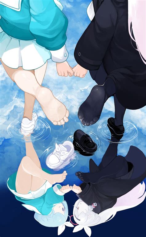Feet Foot Sole Anime Girls Portrait Display Water Wet Foot