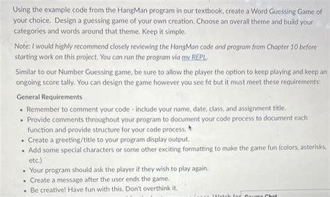 Solved Using The Example Code From The HangMan Program In Chegg