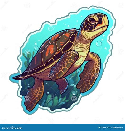 Hawksbill Turtle Sticker With Flat Border Anime Style Royalty Free Stock Image Cartoondealer