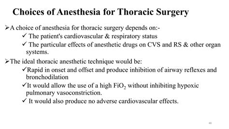 Thoracic Anesthesia And One Lung Ventilation Ppt