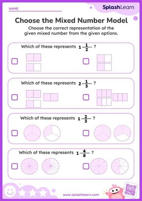 Choose The Mixed Number Model Worksheet