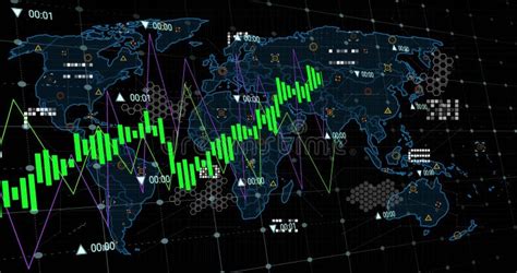 Animation Of Data Processing Over Grid Network Against World Map On Black Background Stock Video