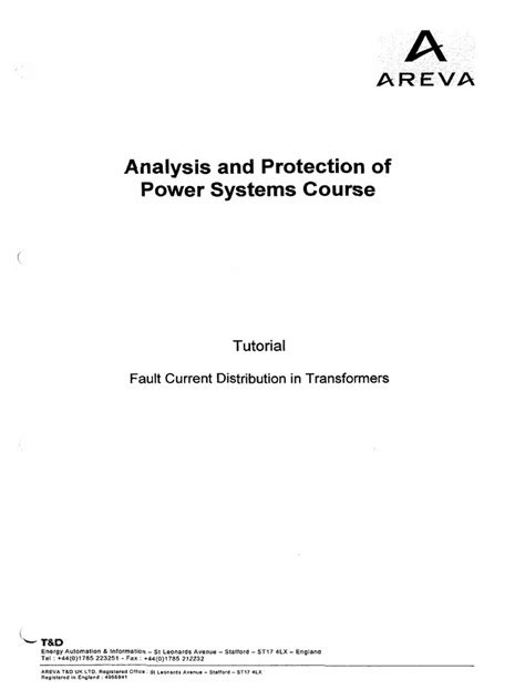 Tutorial Fault Current Distribution In Transformers Pdf