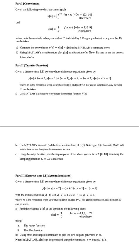 Solved Part I Convolution Given The Following Two