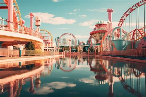 Premium Ai Image Amusement Park With Carousels And Attractions For