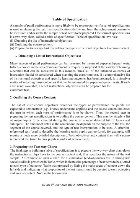 Table Of Specification Pdf