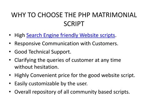 PPT PHP MATRIMONIAL SCRIPT SERVICES PPT PowerPoint Presentation Free