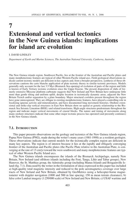 7 Extensional And Vertical Tectonics In The New Guinea Islands Implications For Island Arc