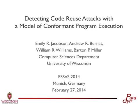 Ppt Detecting Code Reuse Attacks With A Model Of Conformant Program