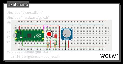 Pipico Potentiometer Control Led Wokwi Esp32 Stm32 Arduino Simulator