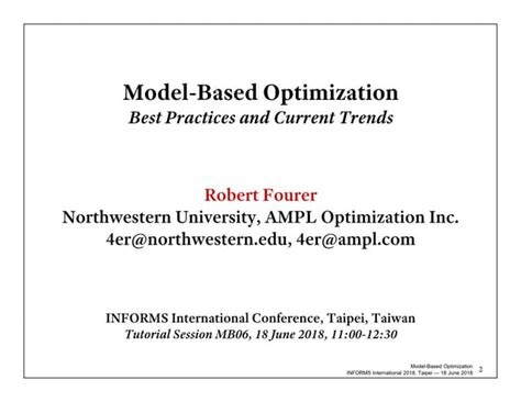 Model Based Optimization Informs International Ppt