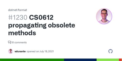 CS0612 Propagating Obsolete Methods Issue 1230 Dotnet Format GitHub