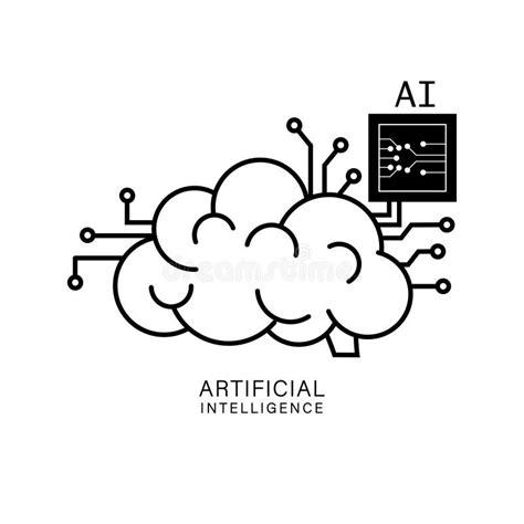 Artificial Intelligence Brain With Microchip Icon Stock Vector Illustration Of Abstract Head