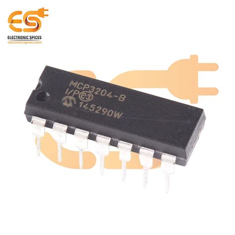 MCP3204 12 Bit 4 Channel A D Converter ADC With SPI Interface IC DIP 14 Package