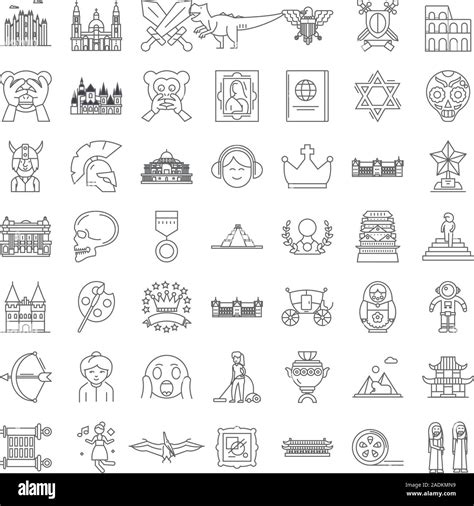 Museum Linear Icons Signs Symbols Vector Line Illustration Set Stock Vector Image And Art Alamy