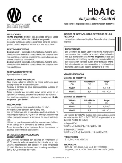Hba1c Enzymatic Control Pdf