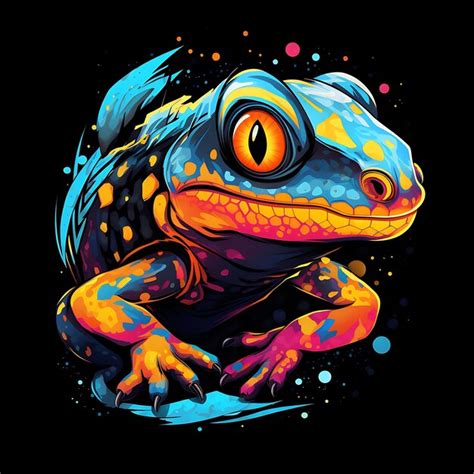 Premium Photo Hip Colorful Newt Head Design