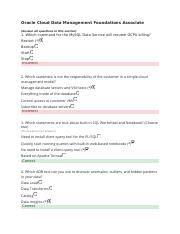 Oracle Cloud Data Management Foundations Associate Exam Course Hero