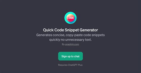 Quick Code Snippet Generator Ai Tool For Code Snippets