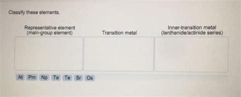 Solved Classify These Elements Representative Element