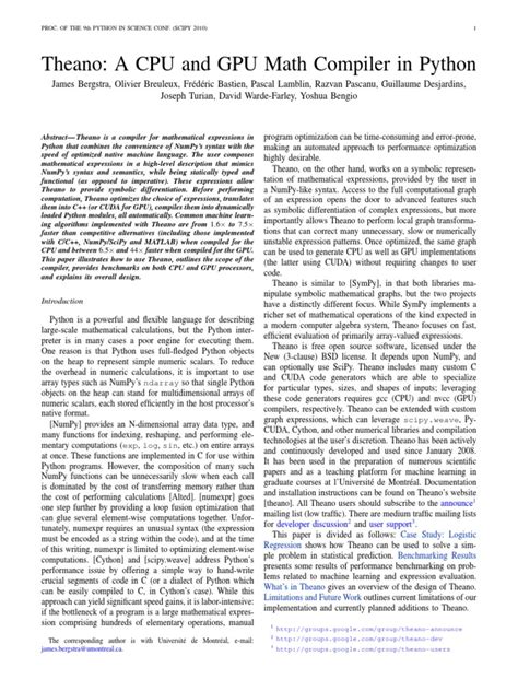 theano a cpu and gpu math compiler in python pdf