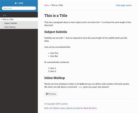 使用 Sphinx 撰写技术文档并生成 Pdf 总结 · Issue 57 · Qiwihuiblog · Github