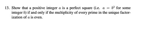 Show That A Positive Integer A Is A Perfect Square Chegg