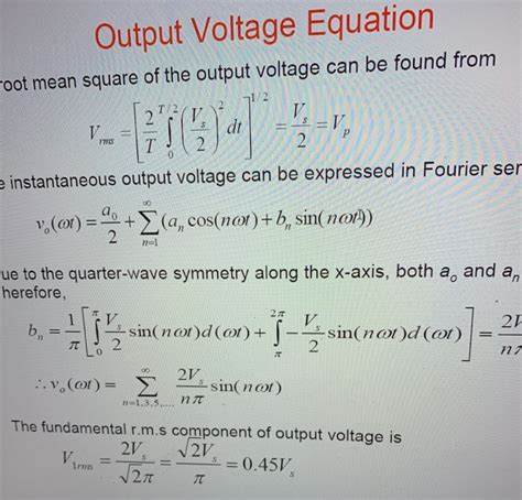 Solved Output Voltage Equation Oot Mean Square Of The Output Chegg Com