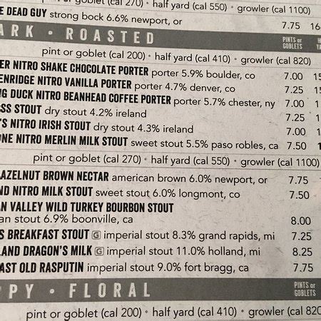 Yard House Beer List
