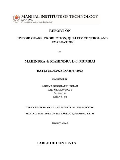 Itrreportadityashah Pdf Gear