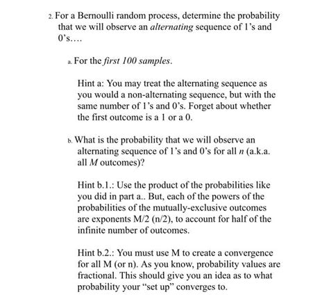 Solved 2 For A Bernoulli Random Process Determine The
