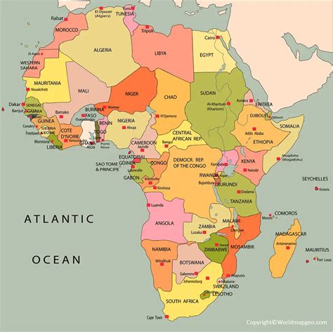 Africa Political Map With Countries And Capitals