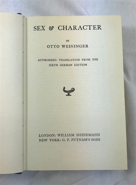 Sex And Character By Otto Weininger Translation From 6th Etsy