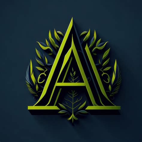 Una Letra A Con Una Hoja Y Un Círculo En Ella Foto Premium