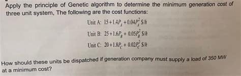 Apply The Principle Of Genetic Algorithm To Determine Chegg