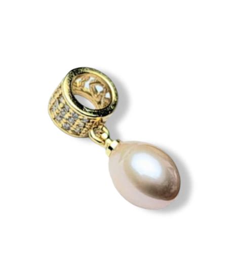 Dije Perla MelÓn Gota Y Circonias Dorado Laperlajoyerias