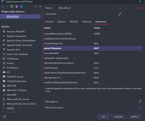 使用idea直接连接数据库报错：server Returns Invalid Timezone Go To Advanced Tab