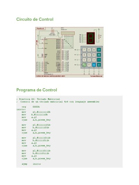 Circuito De Control Teclado Con 8051 Pdf