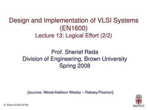 Ppt Design And Implementation Of Vlsi Systems En1600 Lecture 13